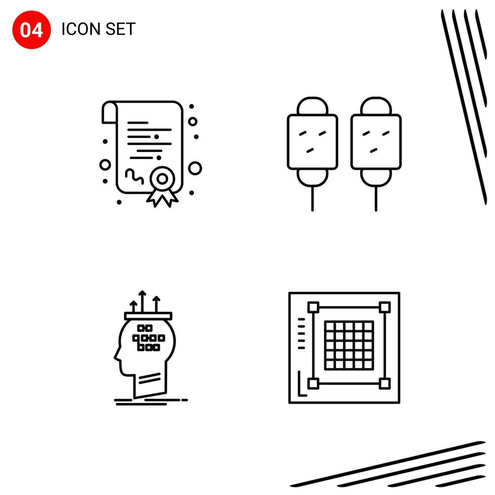 Collection of 4 Vector Icons in Line style Pixle Perfect Outline ...