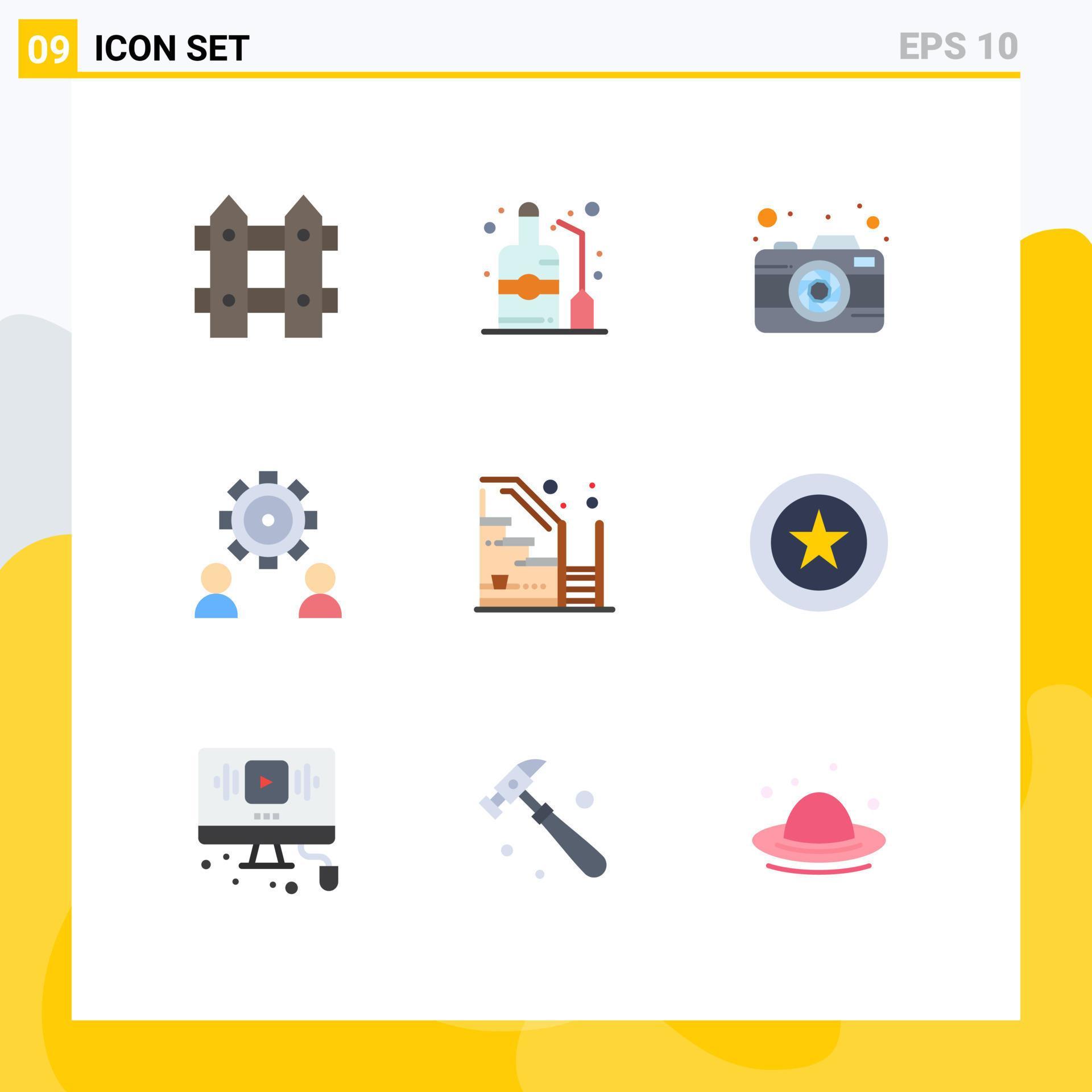 Set of 9 Commercial Flat Colors pack for home setting camera preference configure Editable ...