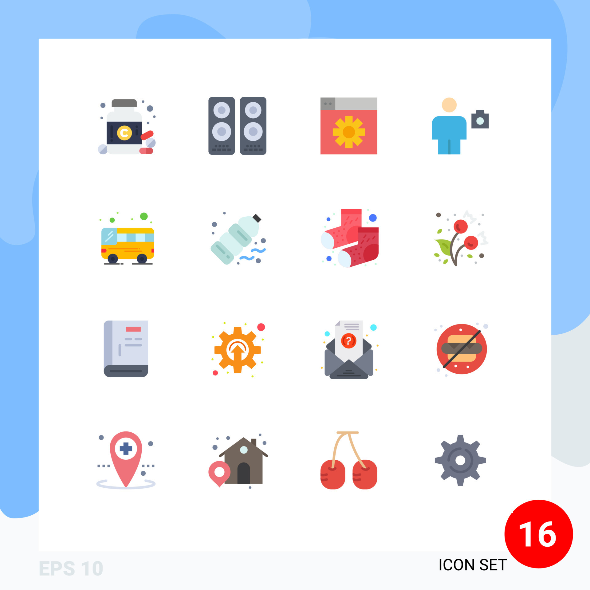 16 Thematic Vector Flat Colors And Editable Symbols Of Public Photo Web Human Body Editable Pack