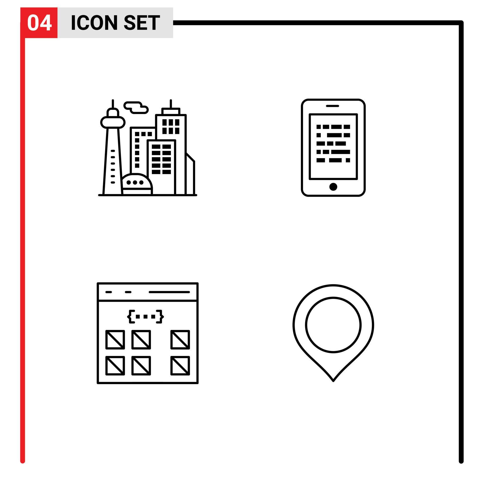 Group Of 4 Filledline Flat Colors Signs And Symbols For Architecture App Palace Data Develop