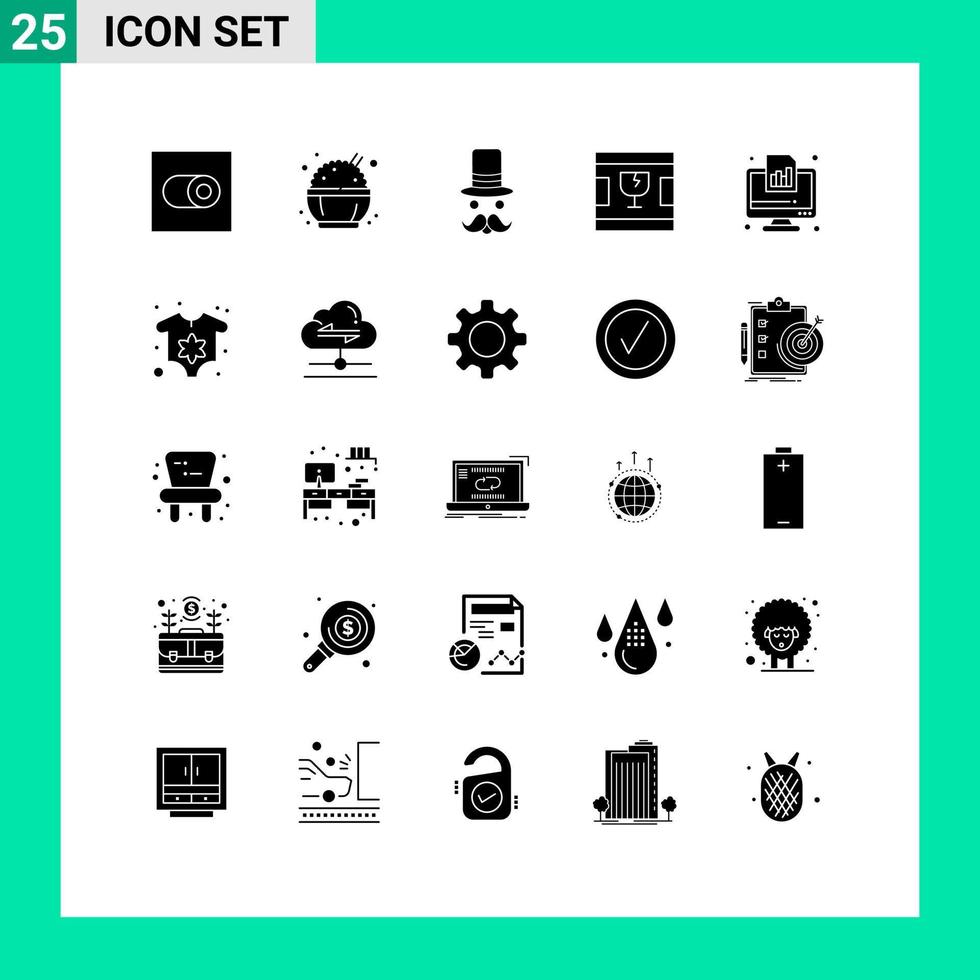 Pictogram Set of 25 Simple Solid Glyphs of financial business movember ...