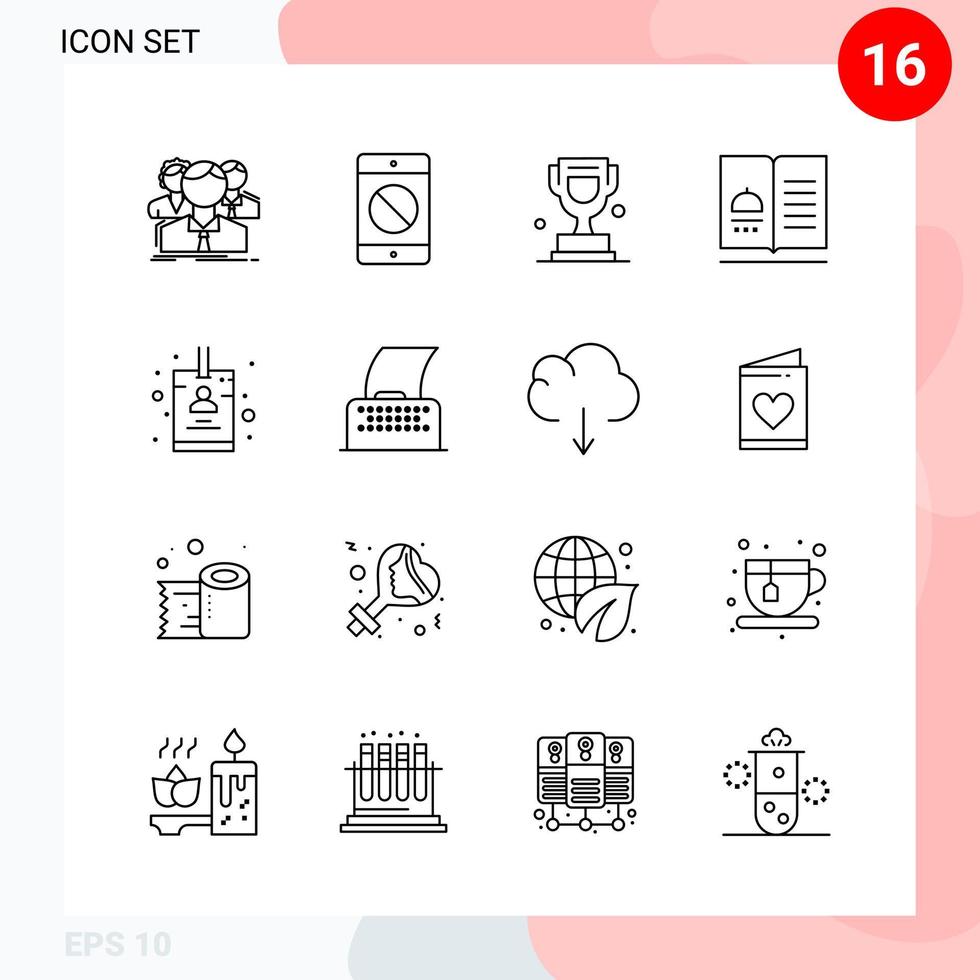 Vector Pack of 16 Icons in Line Style Creative Outline Pack isolated on ...