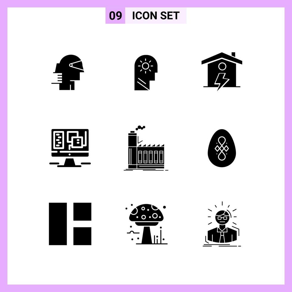 9 Icons in Solid Style Glyph Symbols on White Background Creative ...