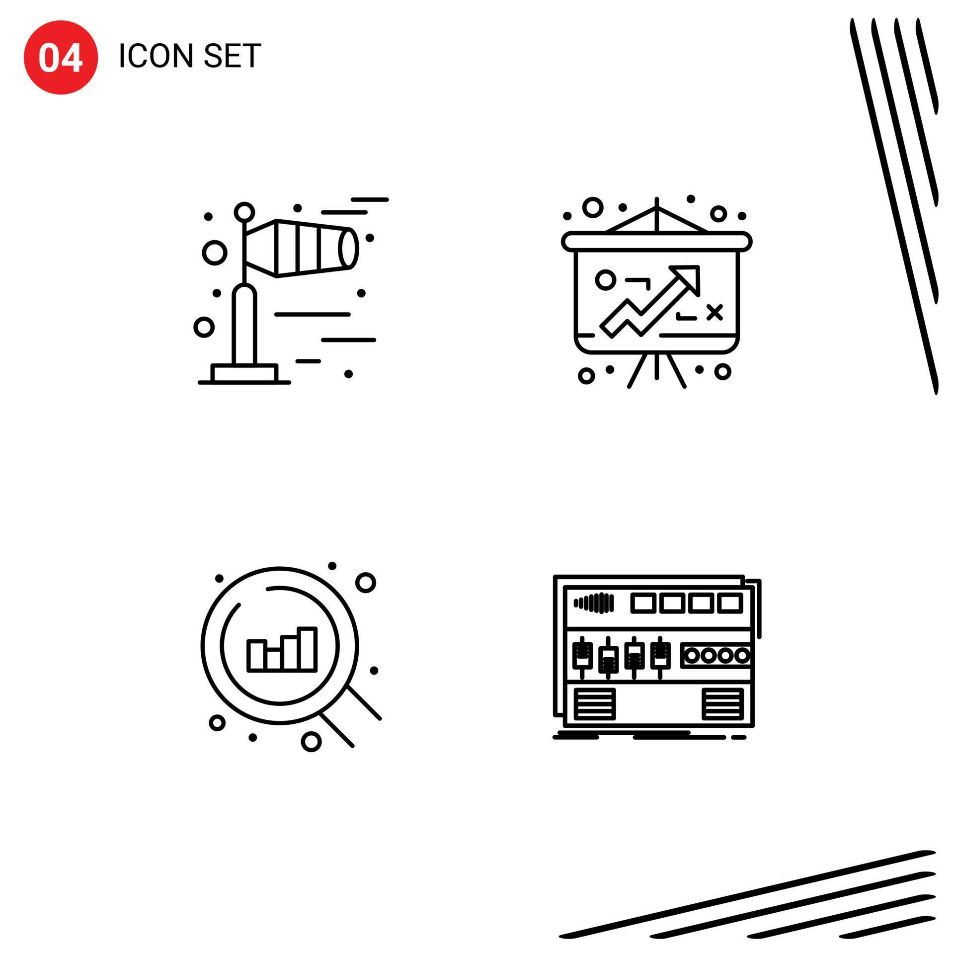 4 User Interface Line Pack of modern Signs and Symbols of windy audio ...