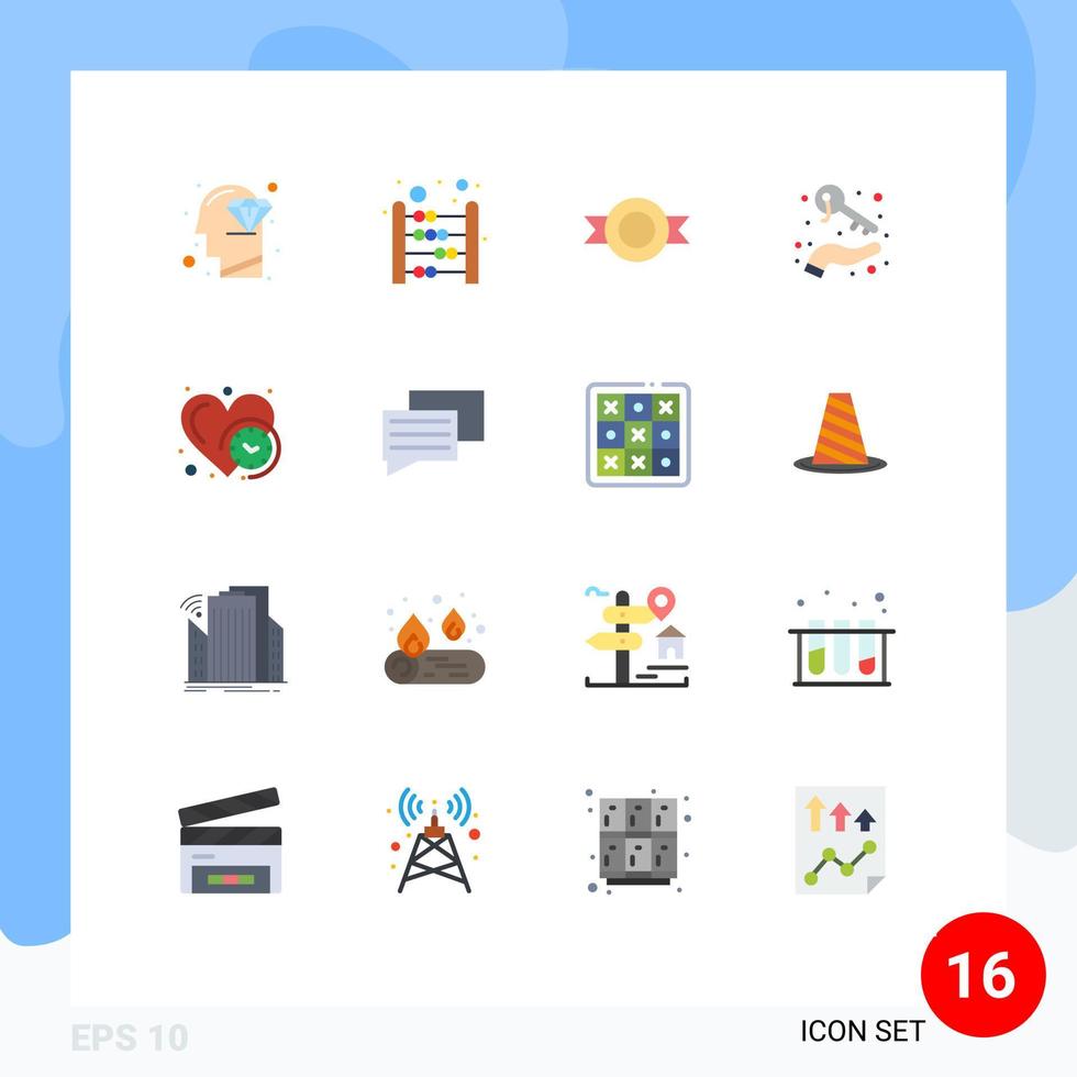 16 Universal Flat Colors Set For Web And Mobile Applications Heart Wealth Label Keys Hand
