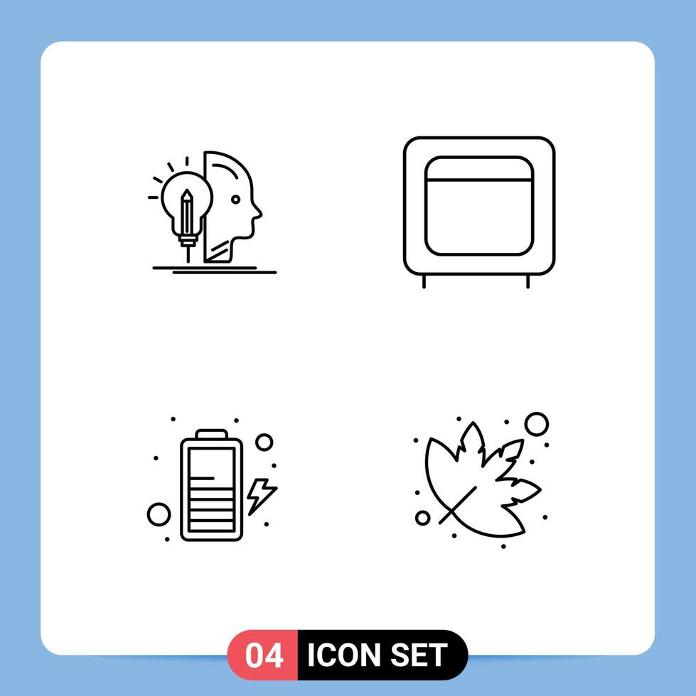 4 User Interface Line Pack Of Modern Signs And Symbols Of User Battery Programming Gold Power