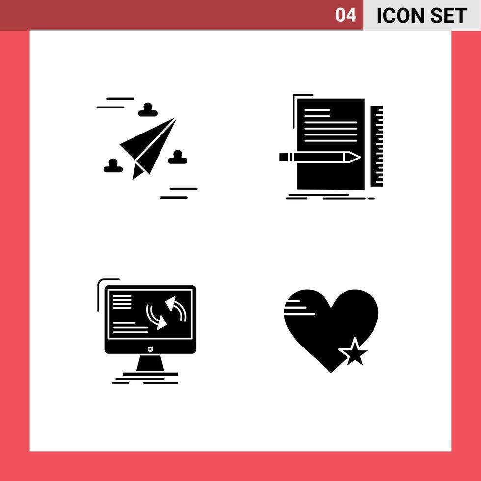 4 User Interface Solid Glyph Pack Of Modern Signs And Symbols Of Web Synchronization Fly File