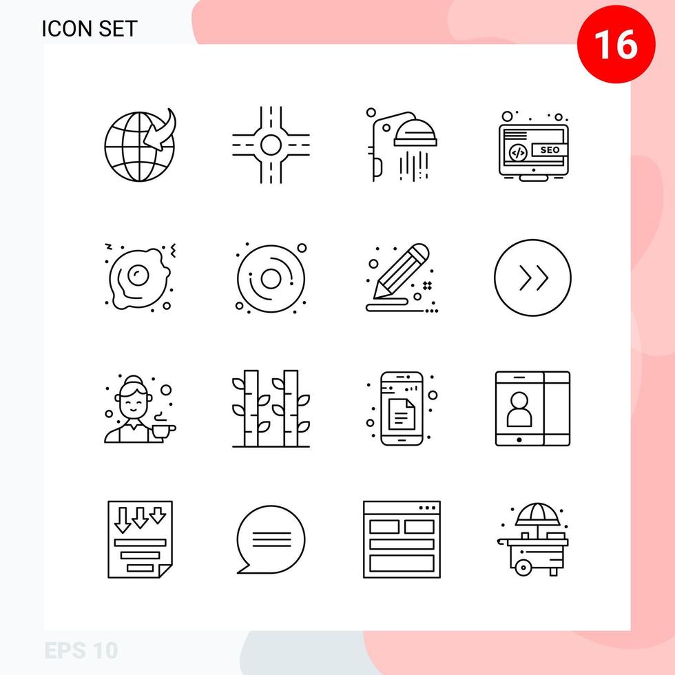 Vector Pack of 16 Icons in Line Style Creative Outline Pack isolated on ...