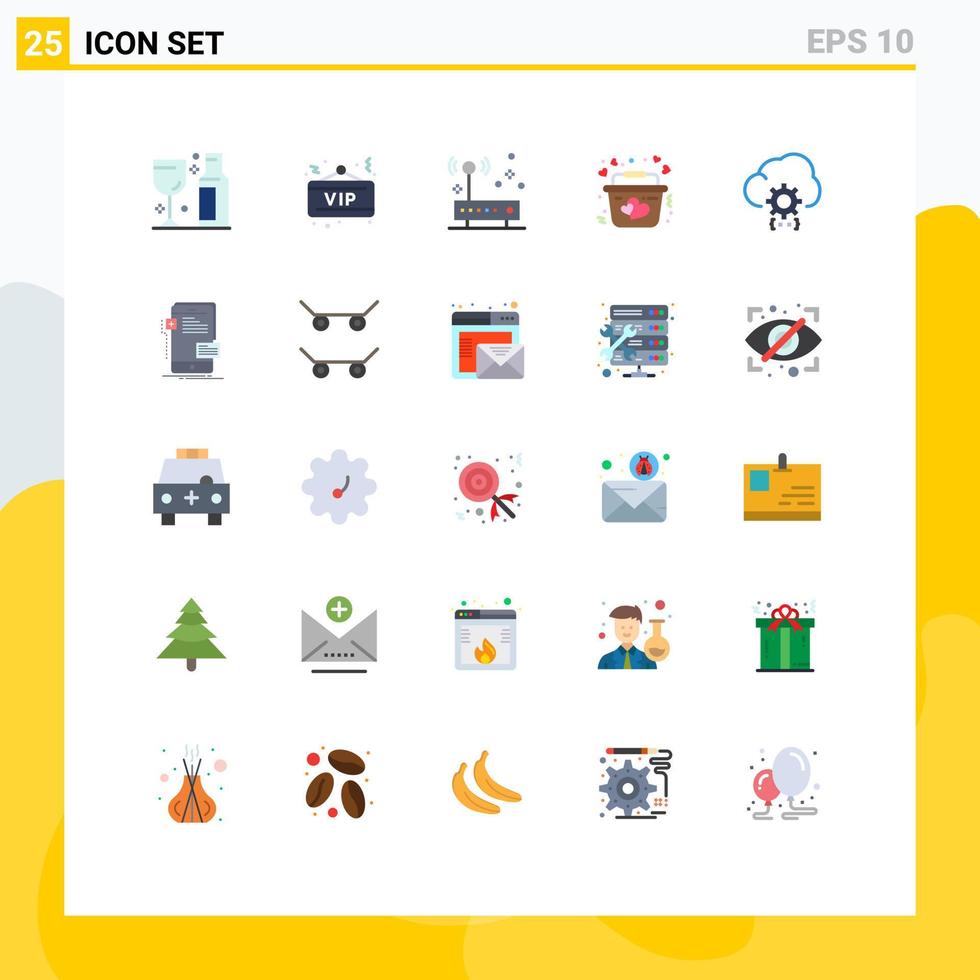 User Interface Pack Of 25 Basic Flat Colors Of Coding Romantic Connection Love Basket Editable