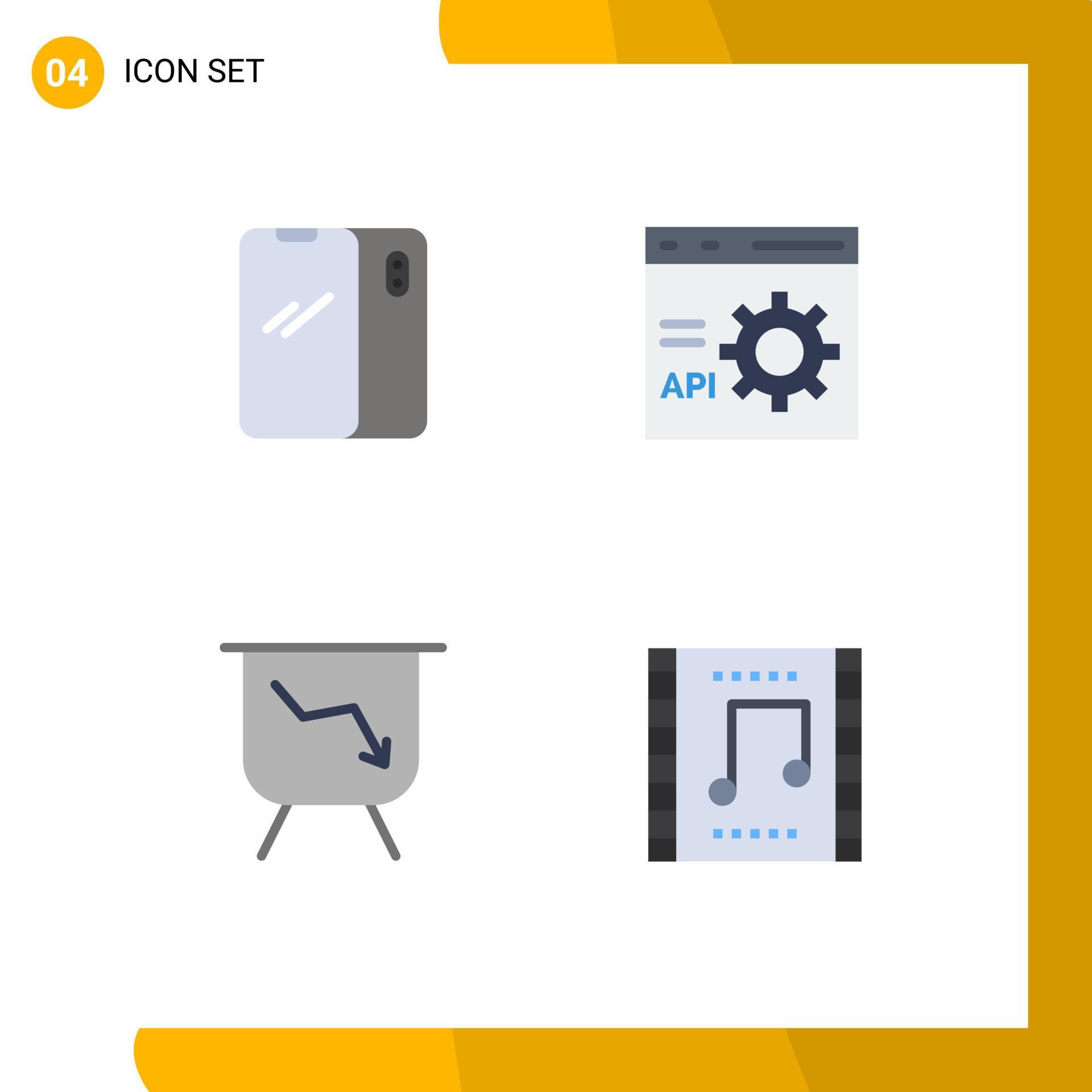 Modern Set of 4 Flat Icons and symbols such as phone programming ...