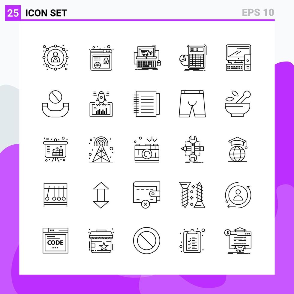Set of 25 icons in Line style Creative Outline Symbols for Website ...