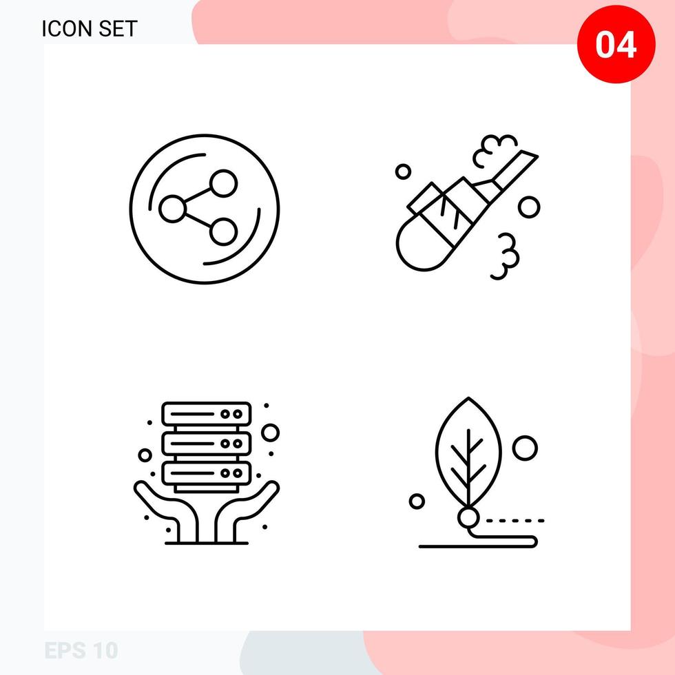 Vector Pack of 4 Icons in Line Style Creative Outline Pack isolated on ...