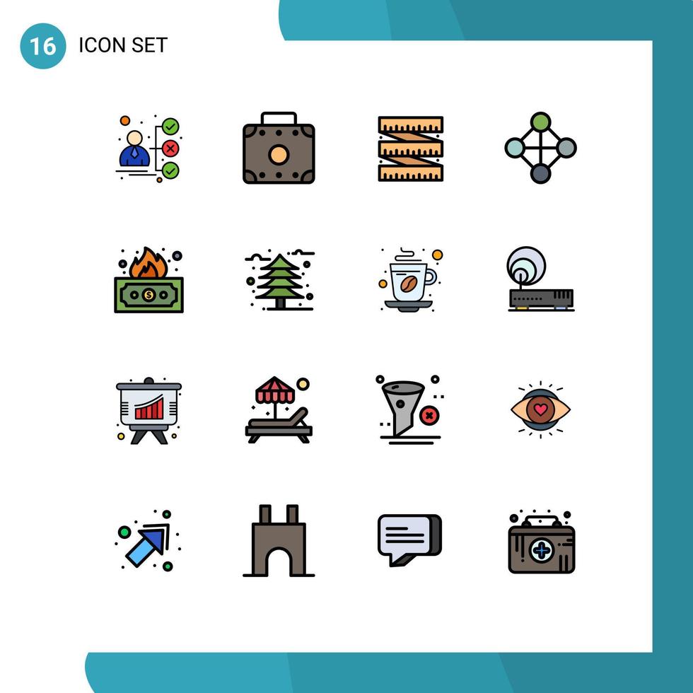 16 Universal Flat Color Filled Lines Set For Web And Mobile Applications Autumn Income