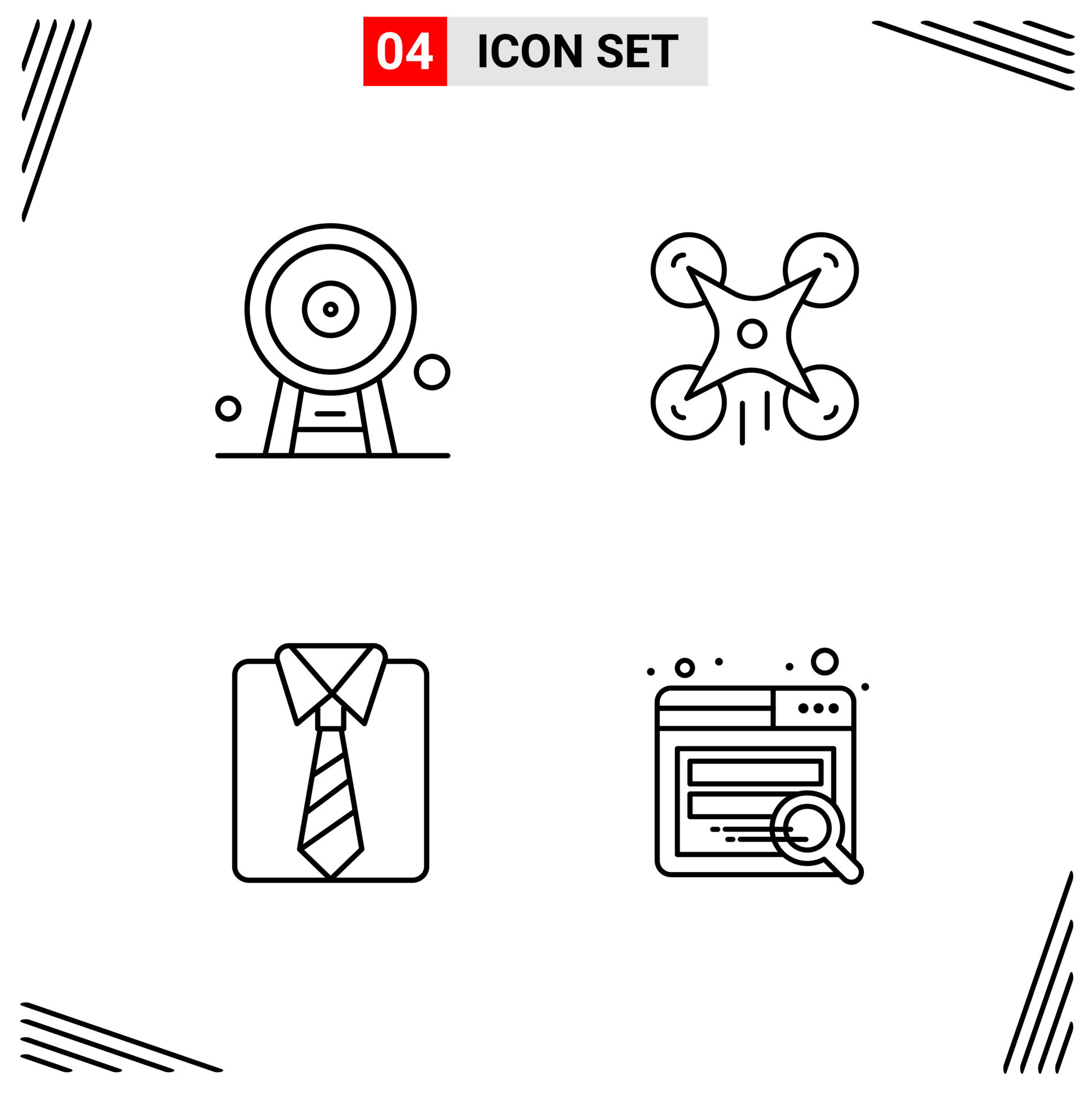 4 Icons Line Style Grid Based Creative Outline Symbols For Website Design Simple Line Icon Signs