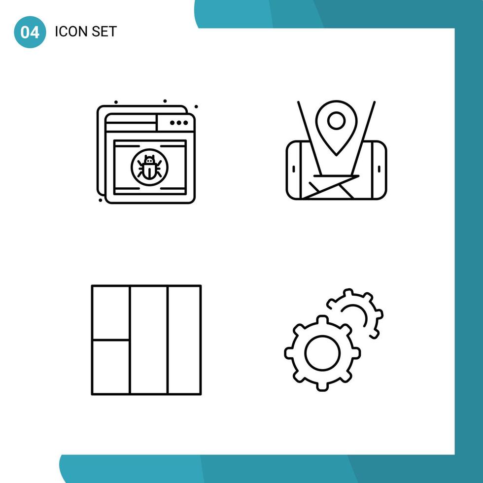 Vector Pack of 4 Outline Symbols Line Style Icon Set on White ...