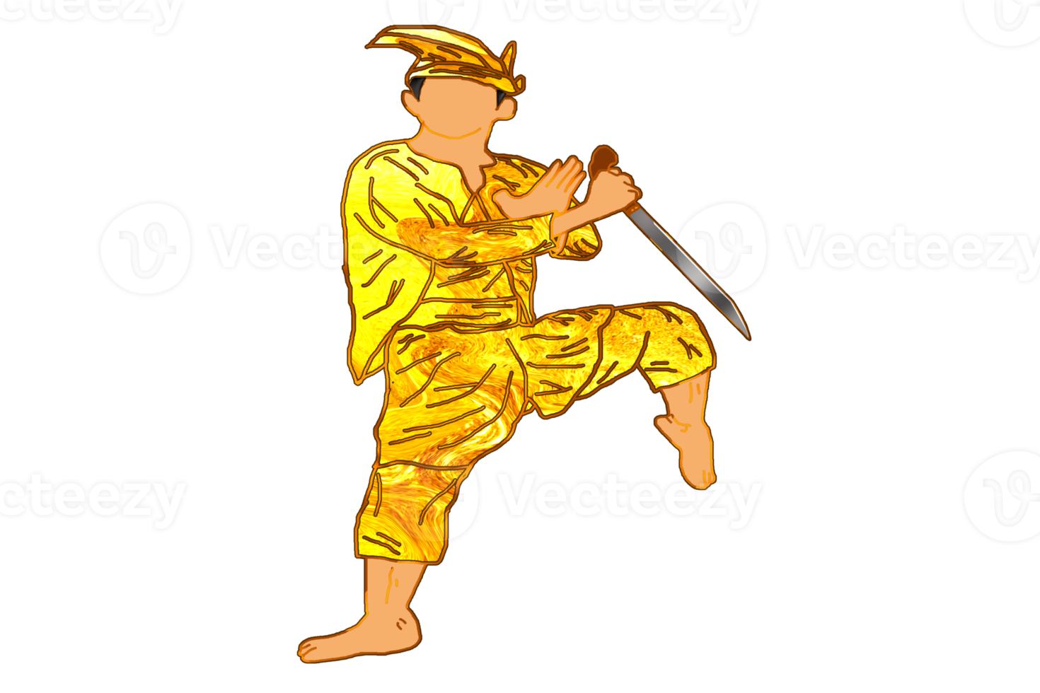 Silat Warrior Doing Step Stand One Leg With Hand Hold Machete 17891640 Png