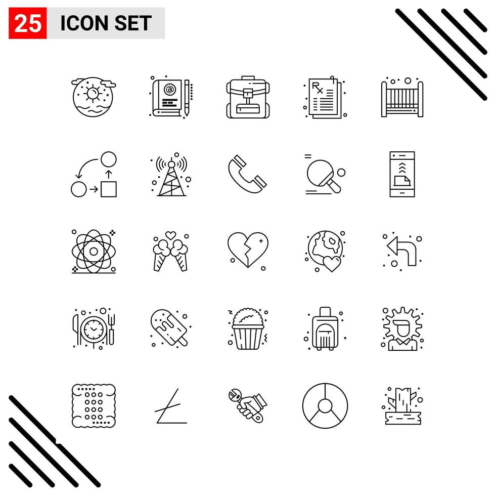 Pixle Perfect Set of 25 Line Icons Outline Icon Set for Webite Designing and Mobile Applications ...