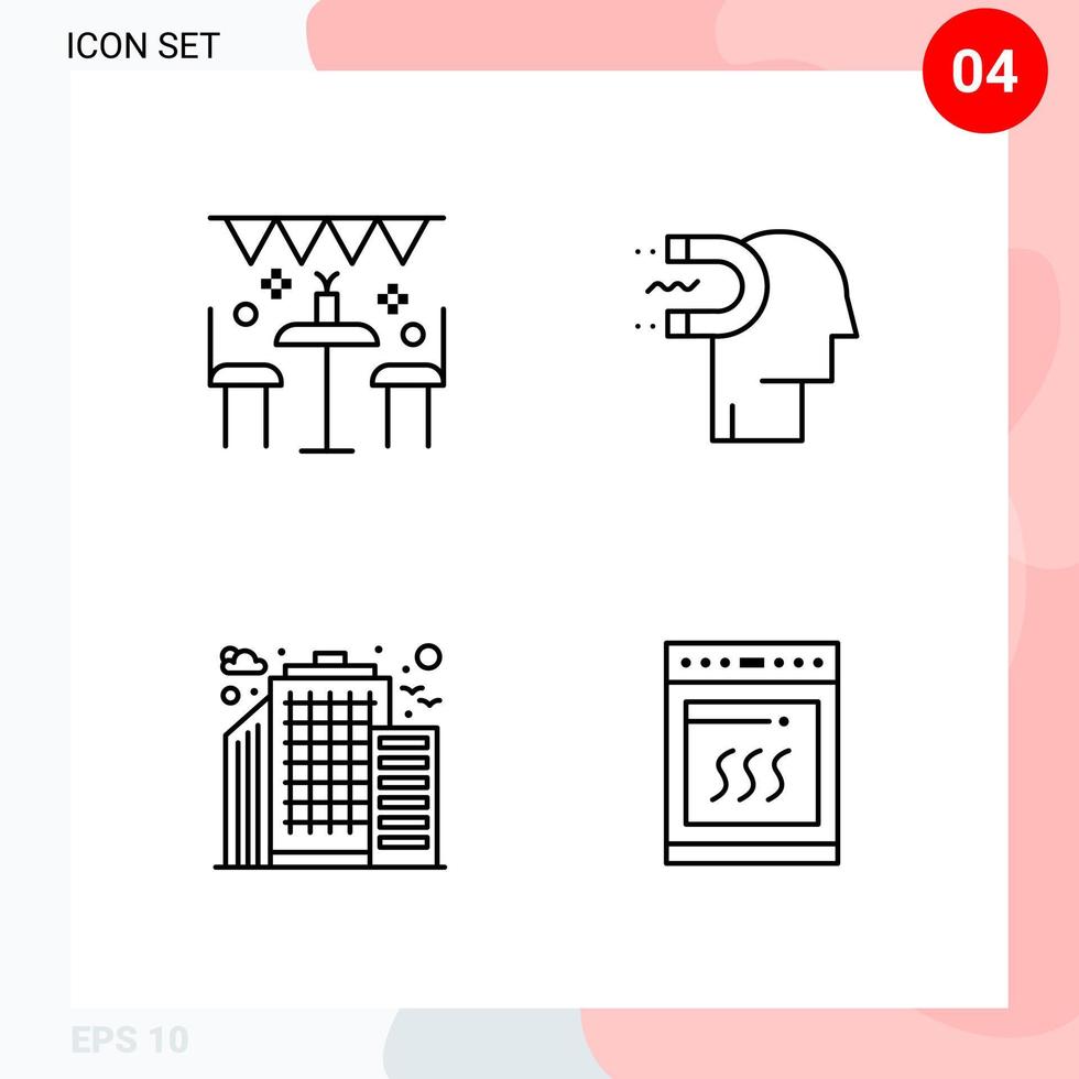 Vector Pack of 4 Icons in Line Style Creative Outline Pack isolated on ...