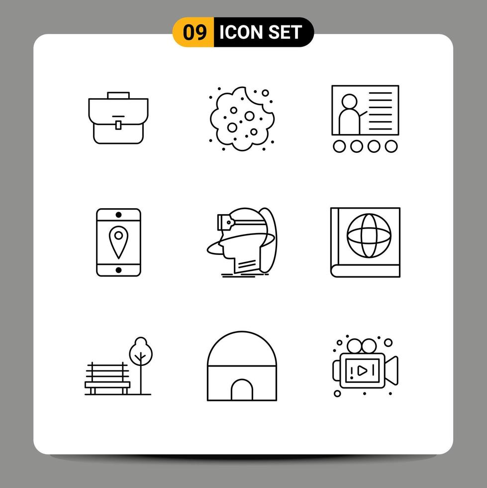 Pack Of 9 Creative Outlines Of Man Cell Blackboard Location Teacher Editable Vector Design