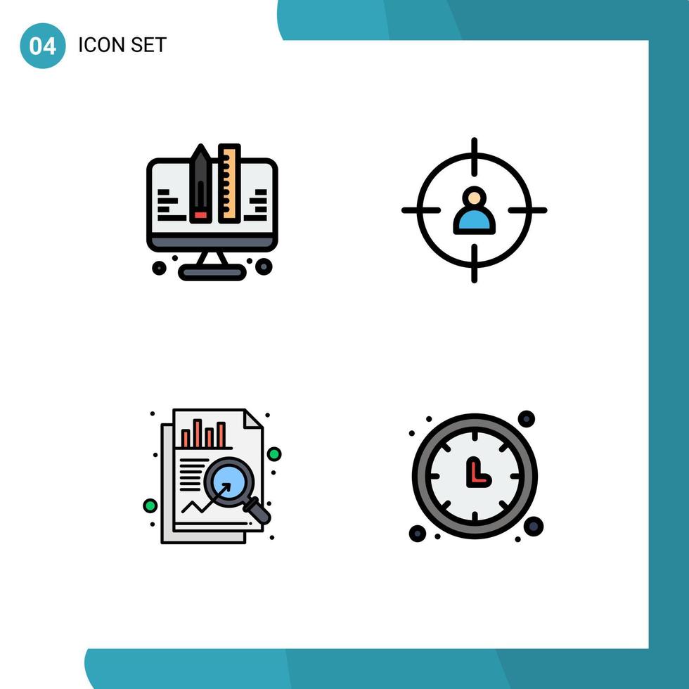 4 Thematic Vector Filledline Flat Colors And Editable Symbols Of Coding Chart Web Management