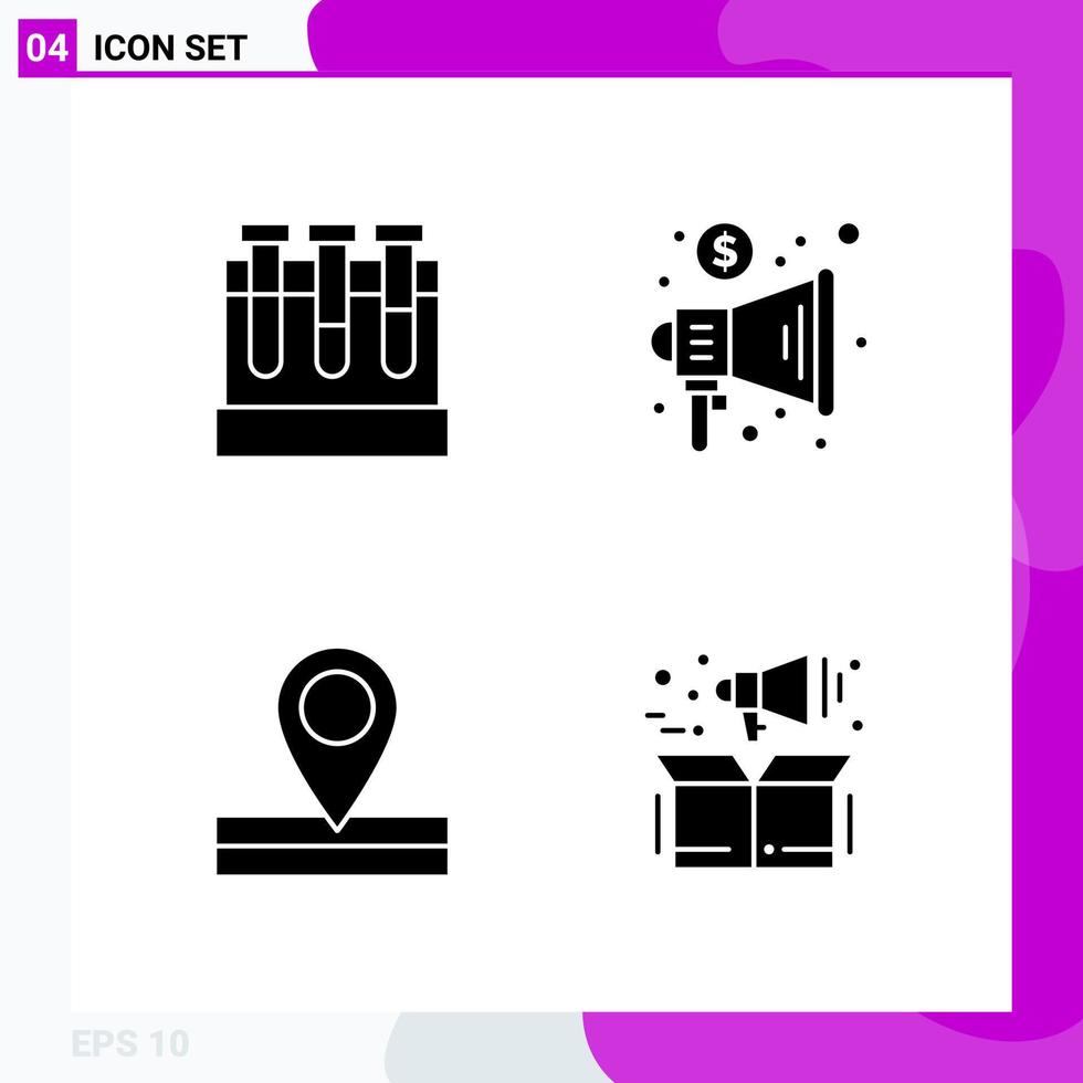 Solid Icon set Pack of 4 Glyph Icons isolated on White Background for ...