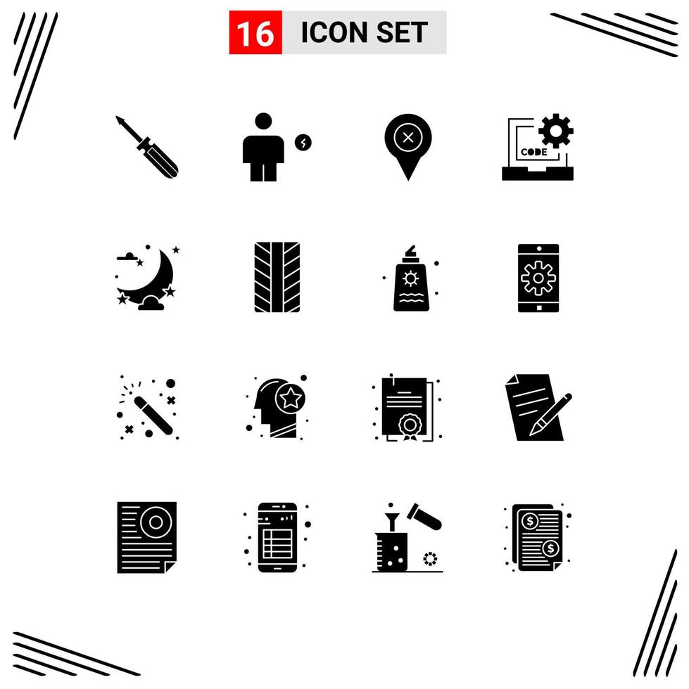 16 Creative Icons Modern Signs And Symbols Of Development Coding Energy Code Location Editable