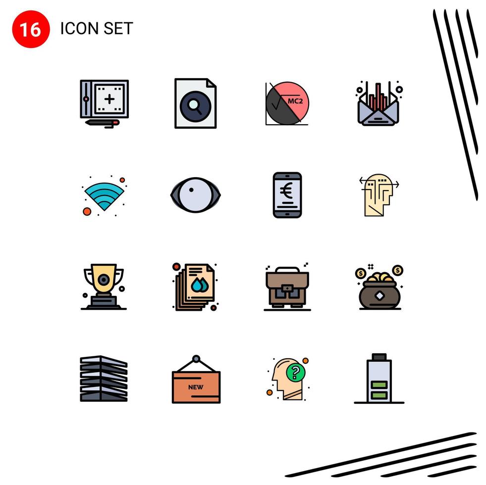 Editable Vector Line Pack of 16 Simple Flat Color Filled Lines of wifi ...