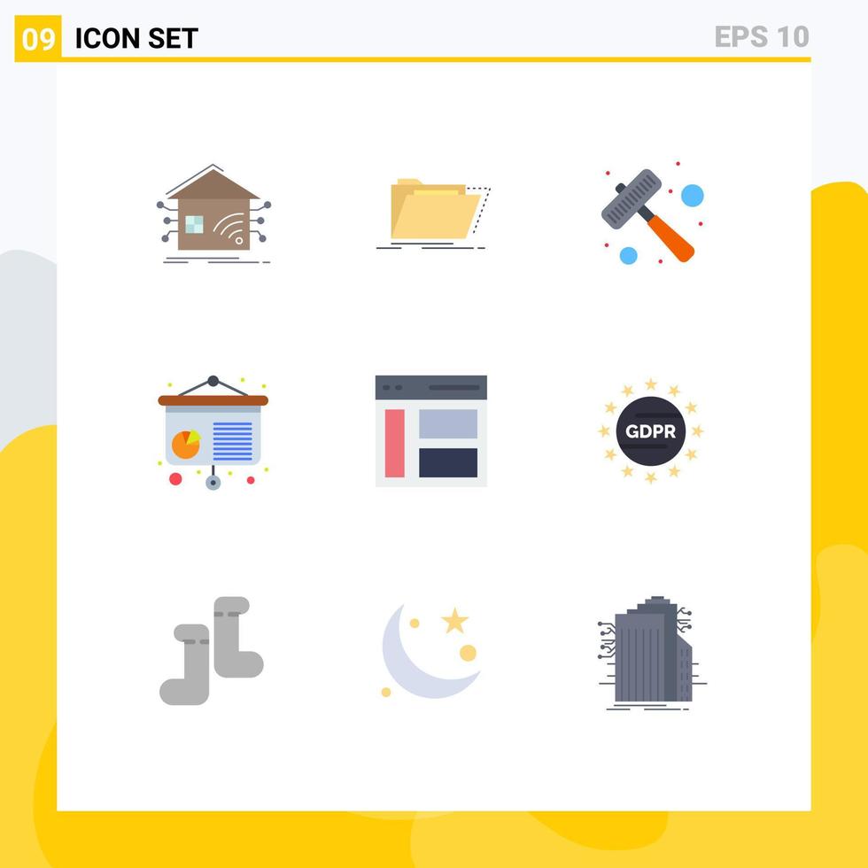 9 Thematic Vector Flat Colors And Editable Symbols Of Communication Conference Files Chart Meat