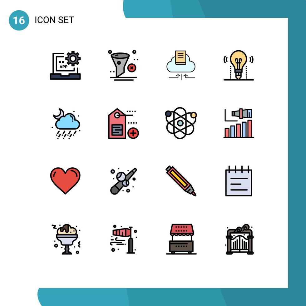 Set Of 16 Vector Flat Color Filled Lines On Grid For Solution Bulb Remove Idea Book Editable