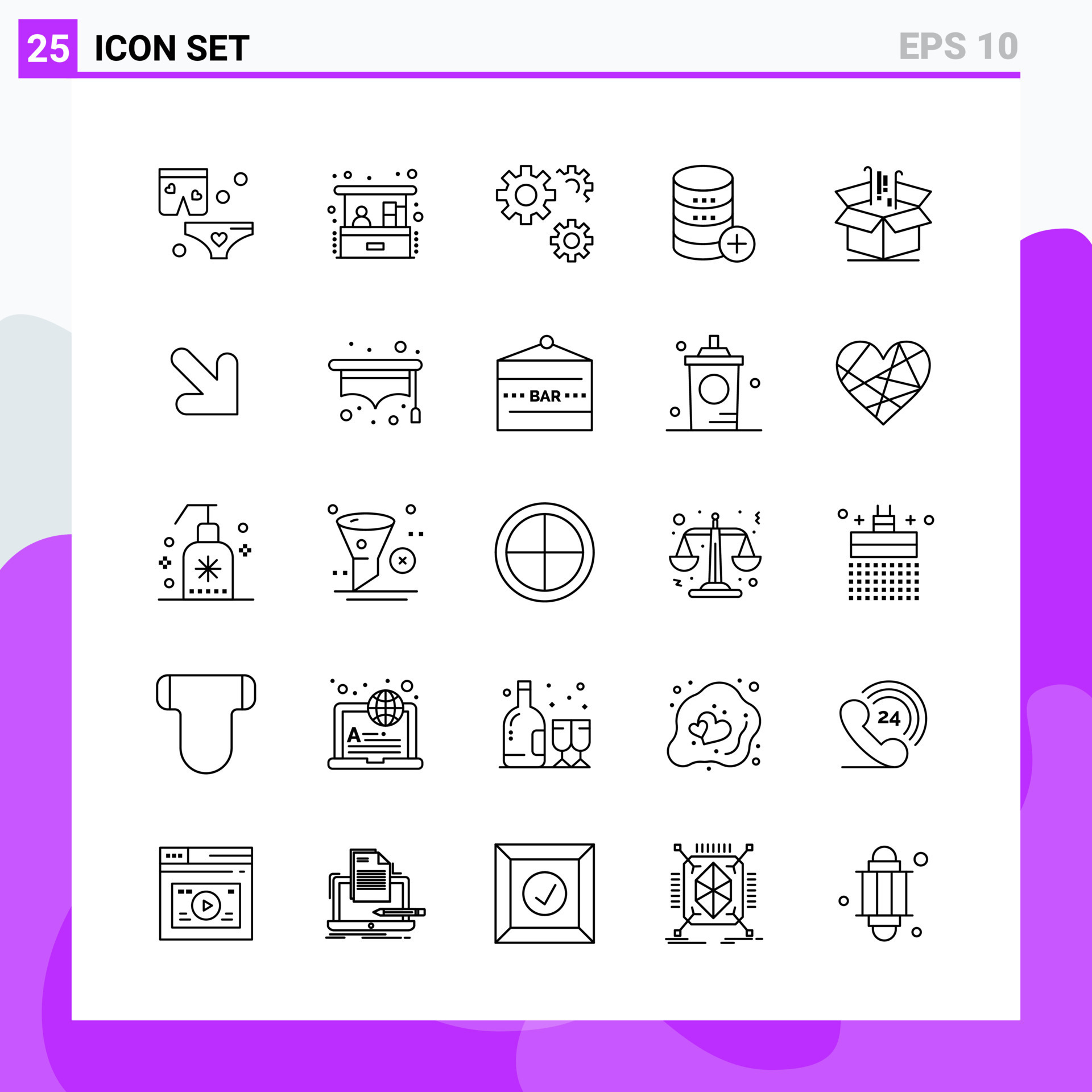 Set Of 25 Icons In Line Style Creative Outline Symbols For Website Design And Mobile Apps Simple