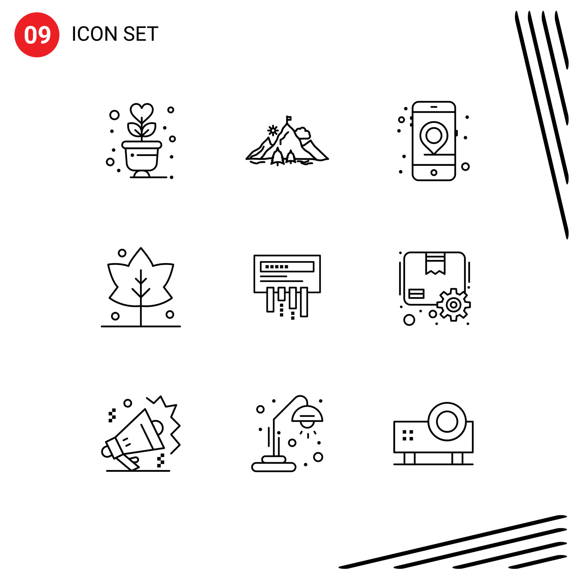Set Of 9 Vector Outlines On Grid For Router Giving Success Thanks Seo Editable Vector Design