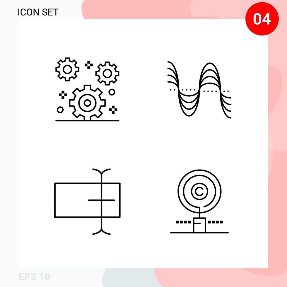 Vector Pack of 4 Icons in Line Style Creative Outline Pack isolated on ...