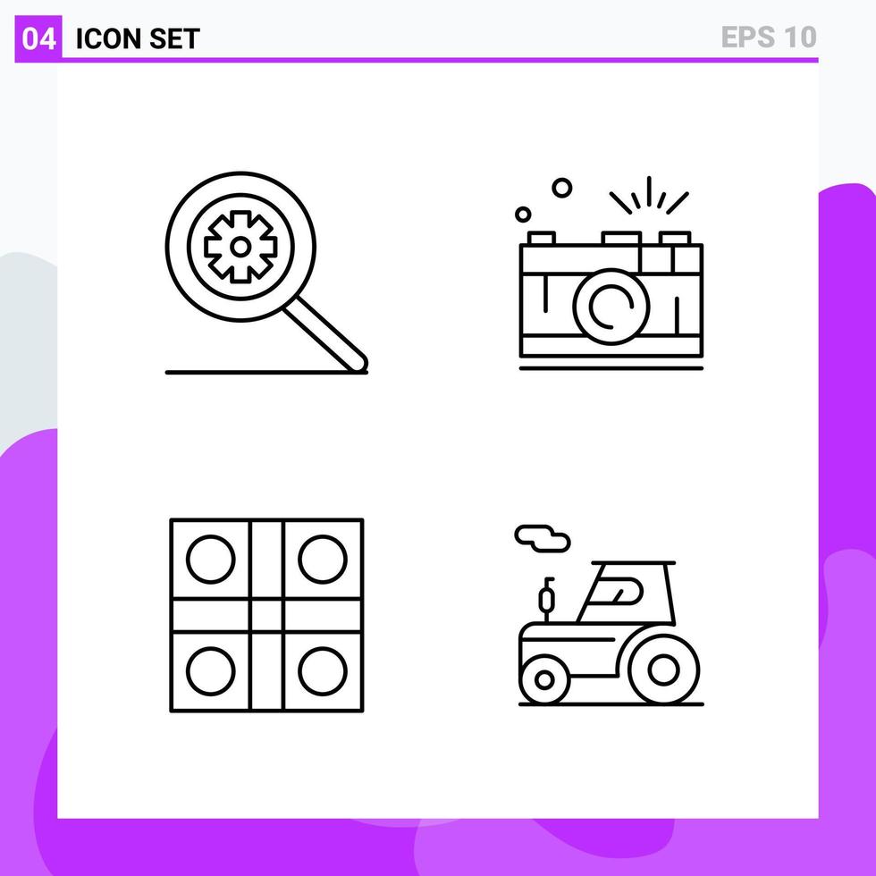 Set of 4 icons in Line style Creative Outline Symbols for Website ...