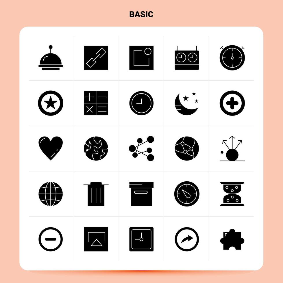 Solid 25 Basic Icon Set Vector Glyph Style Design Black Icons Set Web