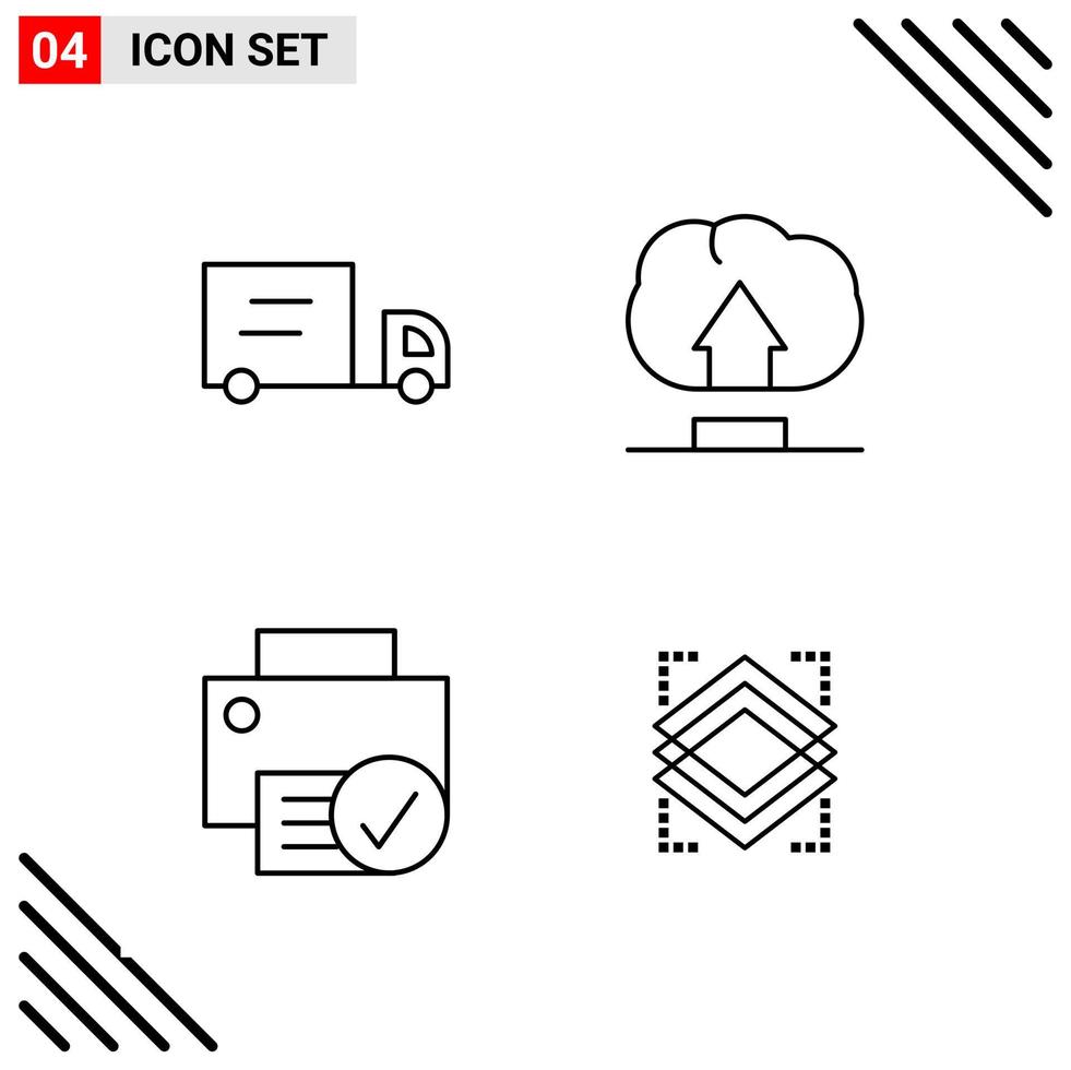 Pixle Perfect Set Of 4 Line Icons Outline Icon Set For Webite Designing