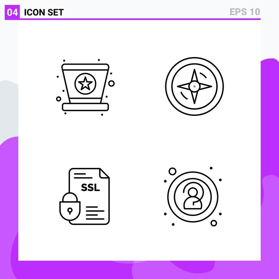 Set of 4 icons in Line style Creative Outline Symbols for Website ...