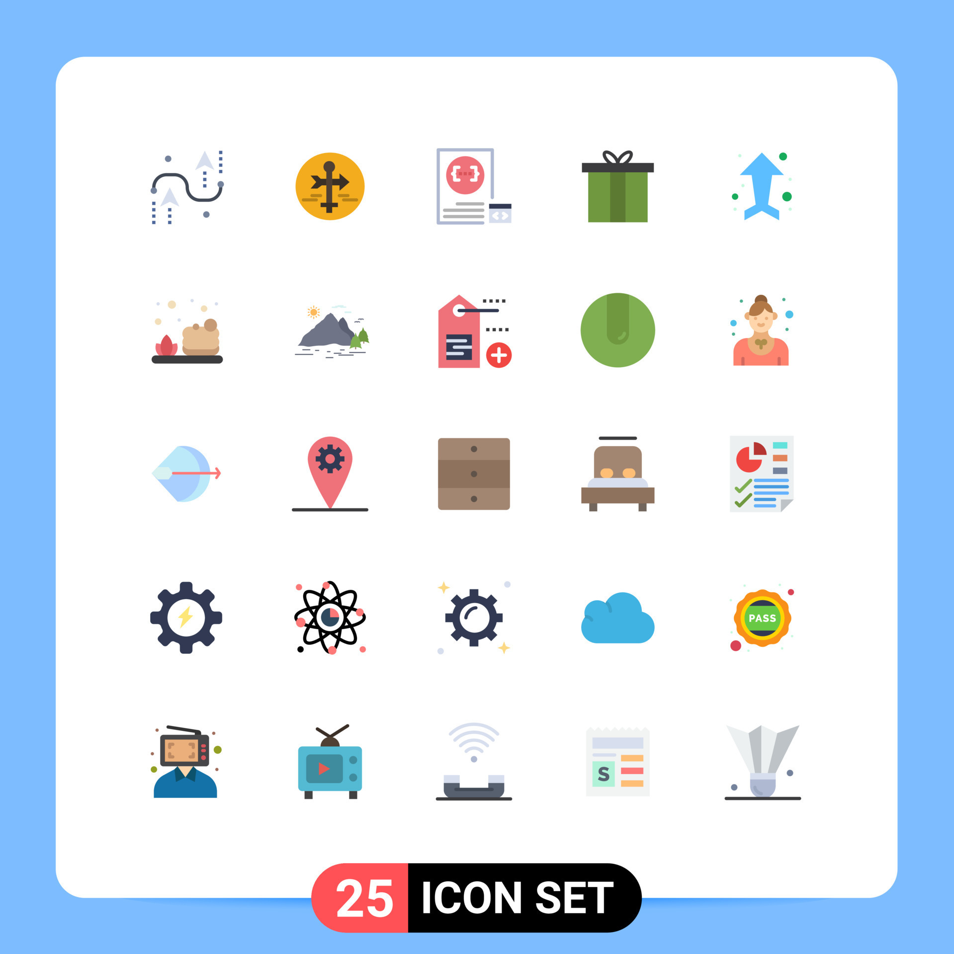 Set Of 25 Modern Ui Icons Symbols Signs For Christmas Accessories Map Pointer Planning Develop
