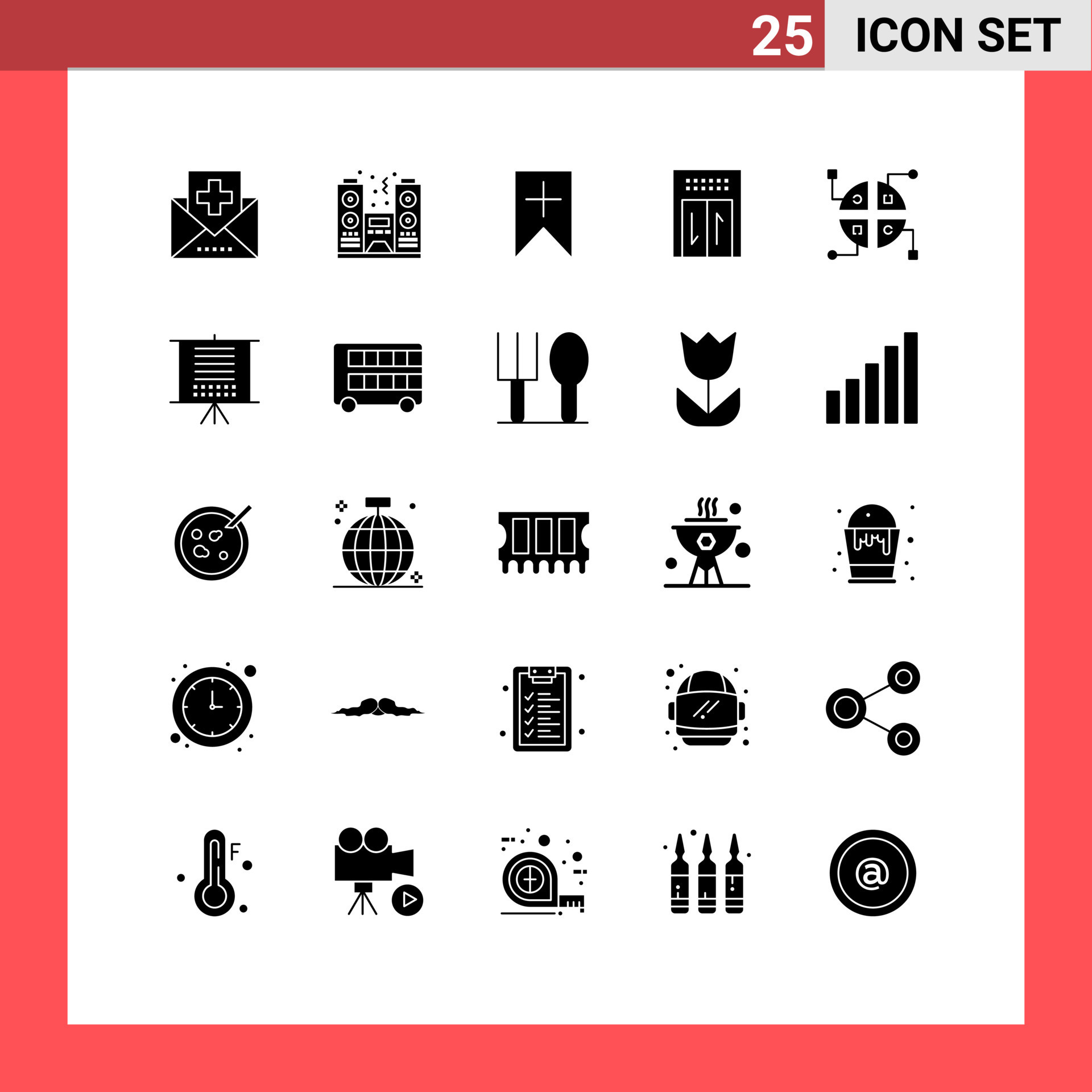 Set Of 25 Modern Ui Icons Symbols Signs For Network Travel Spectator Hotel User Editable Vector