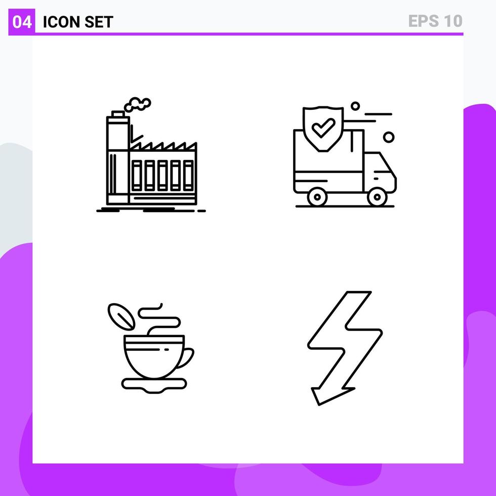Set of 4 icons in Line style Creative Outline Symbols for Website ...