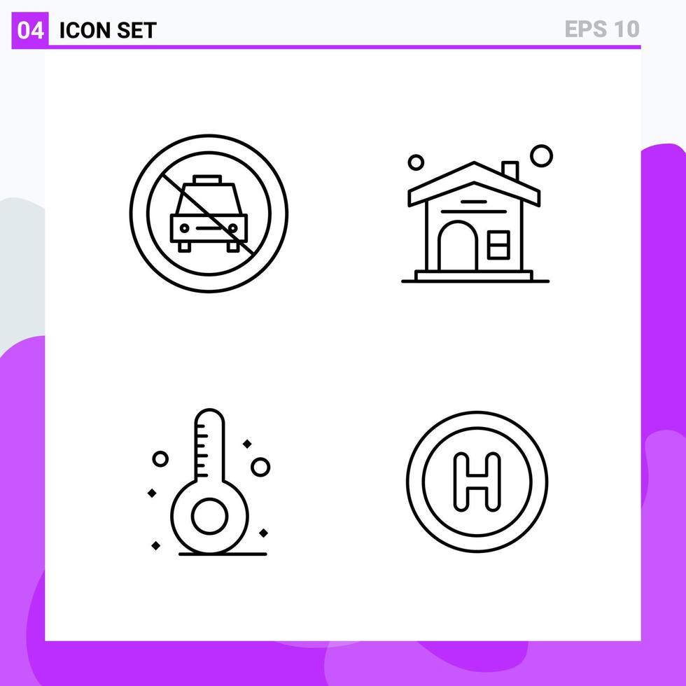 Set of 4 icons in Line style Creative Outline Symbols for Website ...
