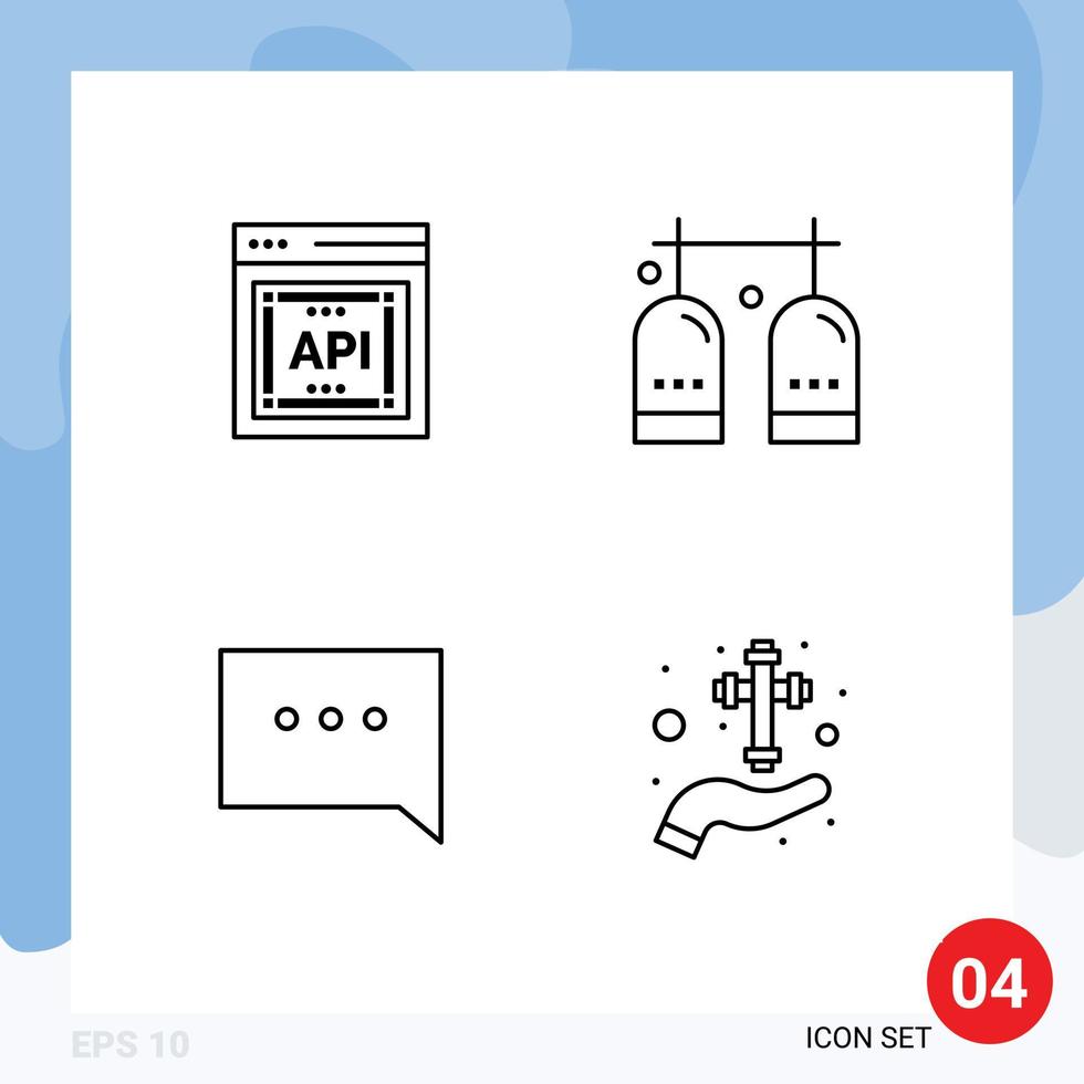 4 User Interface Line Pack of modern Signs and Symbols of api bubble ...