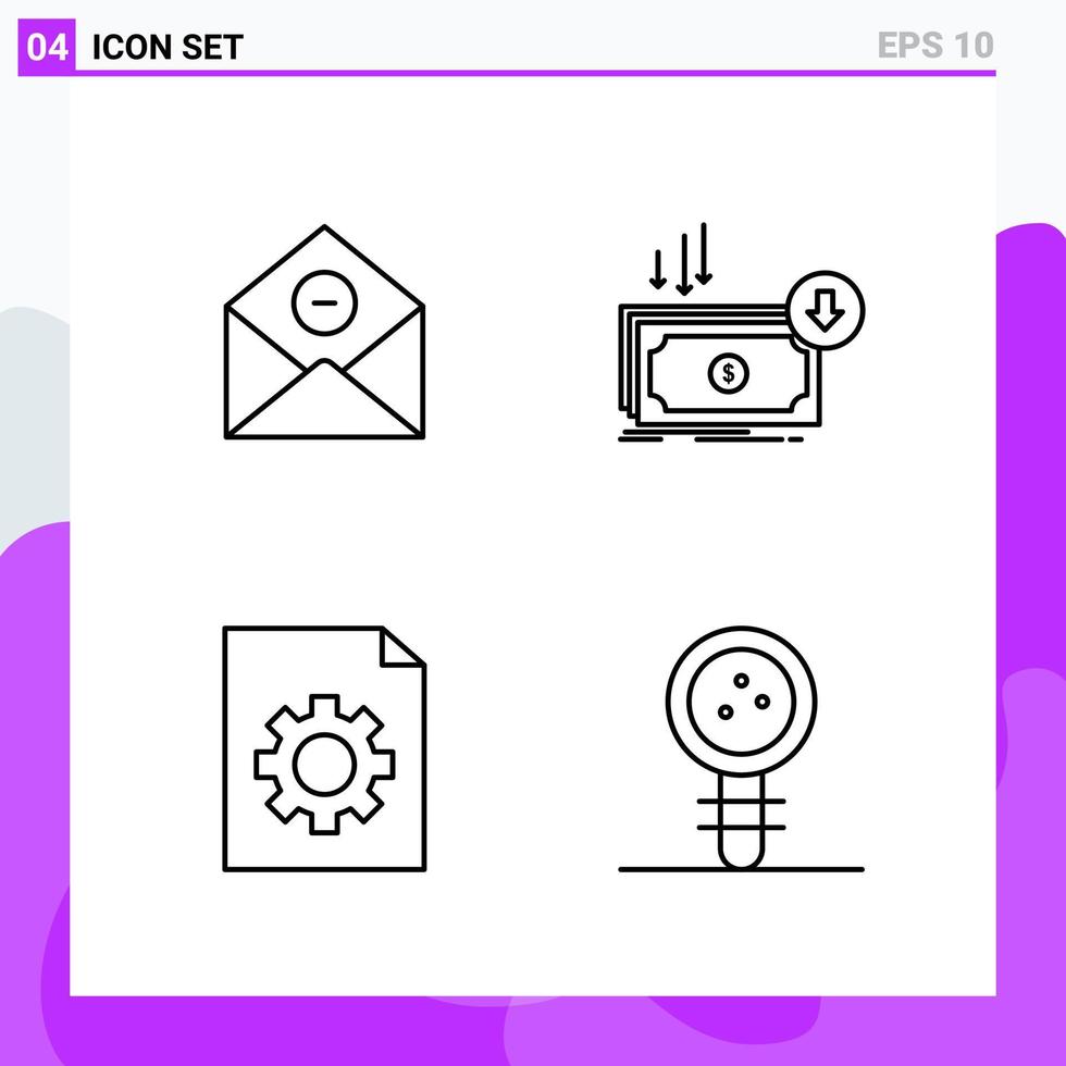 Set of 4 icons in Line style Creative Outline Symbols for Website ...