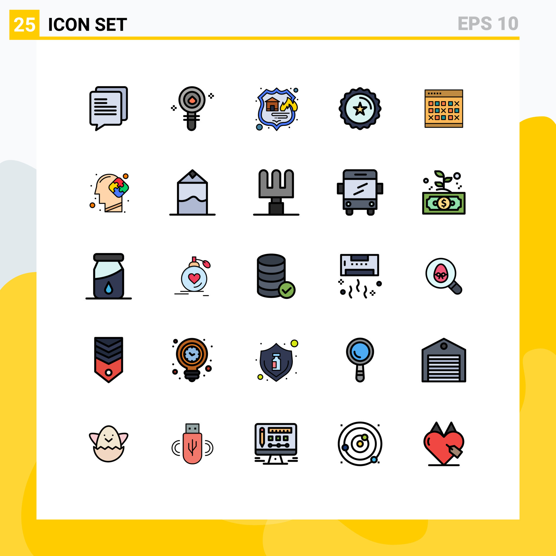 25 Thematic Vector Filled Line Flat Colors And Editable Symbols Of Date Shop Firewall Ecommerce