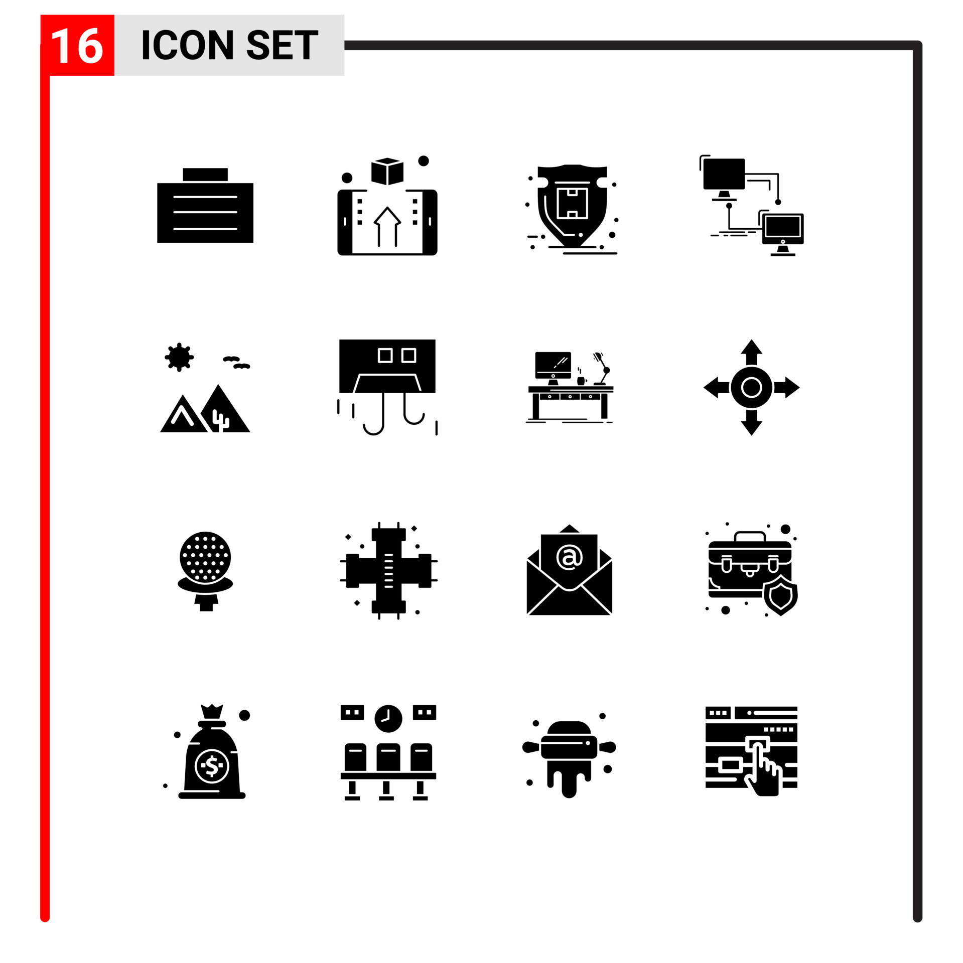 Set Of 16 Modern Ui Icons Symbols Signs For Arabia Sync Package