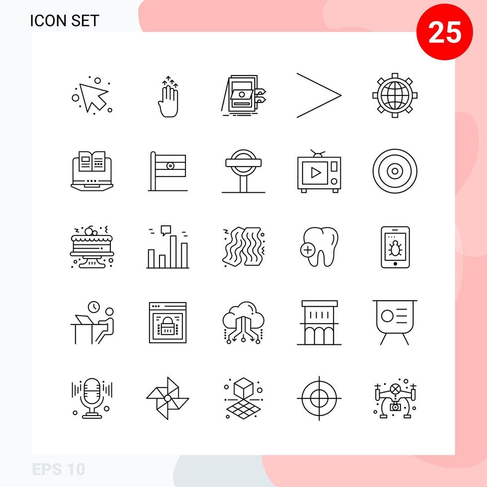 Vector Pack of 25 Icons in Line Style Creative Outline Pack isolated on ...