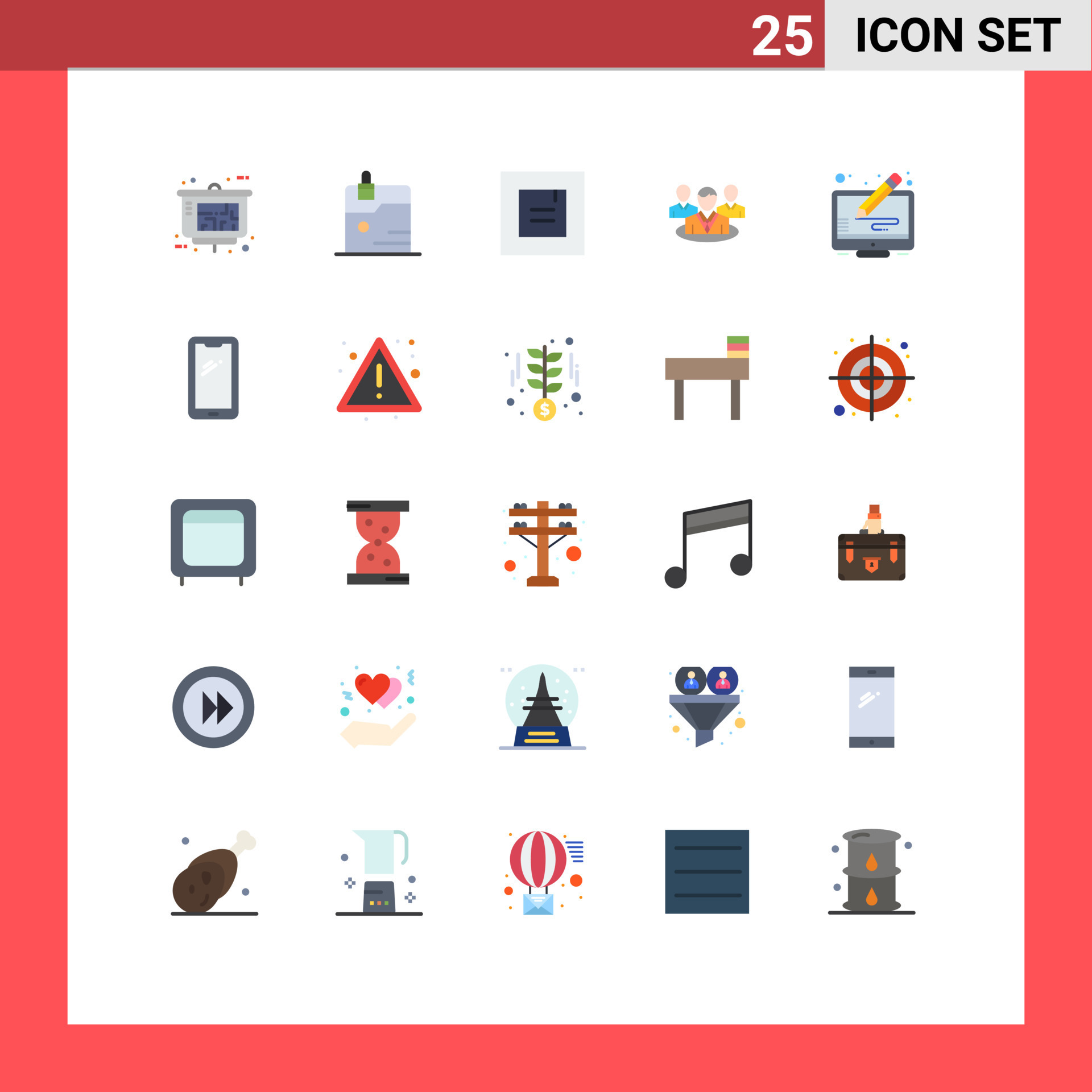 25 User Interface Flat Color Pack Of Modern Signs And Symbols Of Display Copy Layout