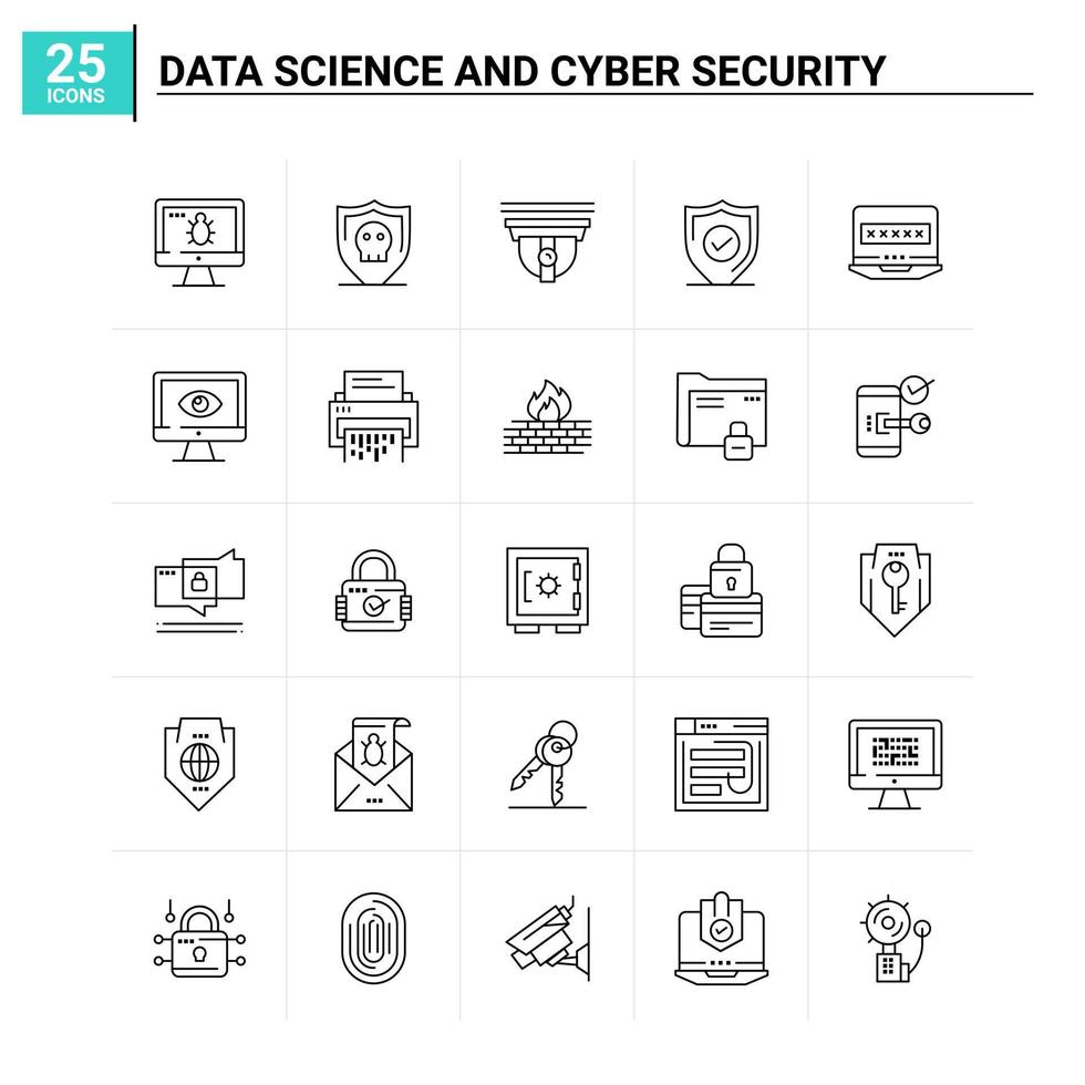 25 Data Science And Cyber Security icon set vector background 17899982 ...