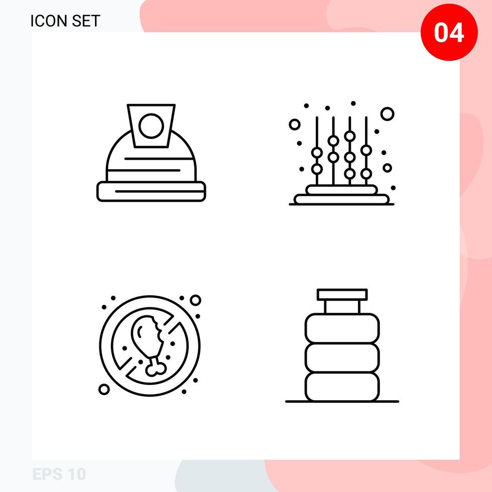 Vector Pack of 4 Icons in Line Style Creative Outline Pack isolated on ...