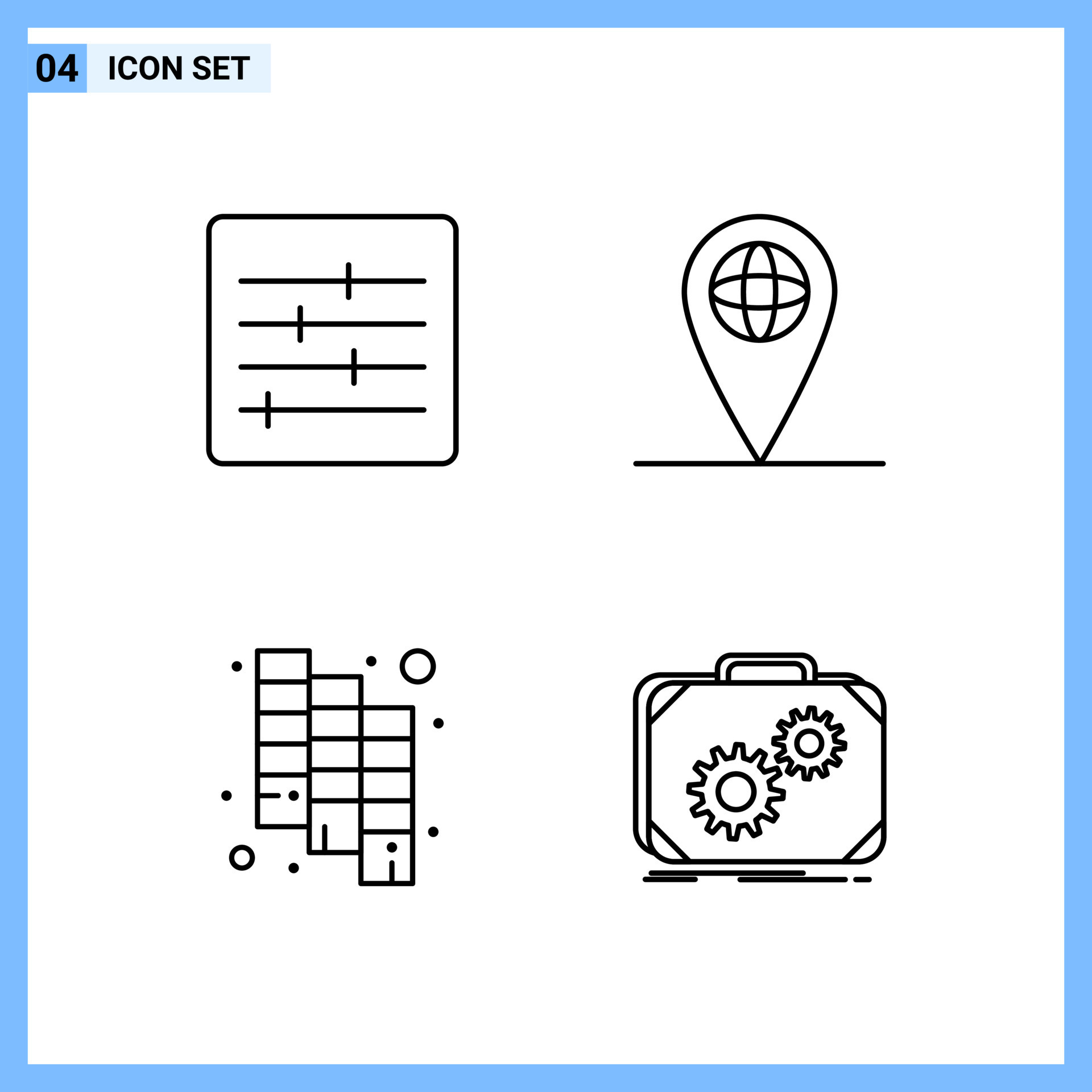 4 Icons Line Style Creative Outline Symbols Black Line Icon Sign