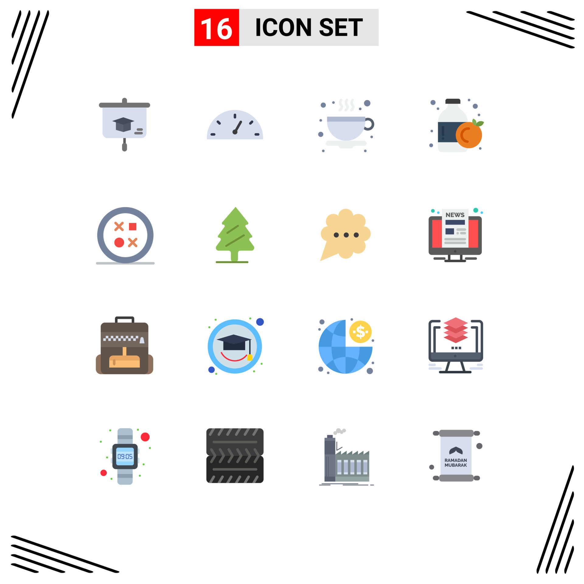 Stock Vector Icon Pack Of 16 Line Signs And Symbols For Shape Development Cup Design Bottle